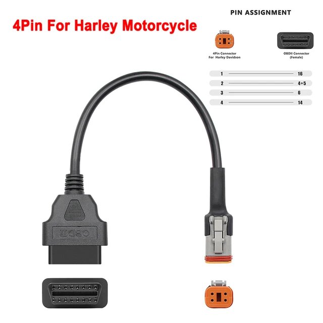 6pin OBD2 разъем для KTM/ HONDA Мотоцикл 4Pin для Harley/Ducati OBD 16Pin Удлинительный кабель для Kawasaki/YAMAHA 4pin for harley