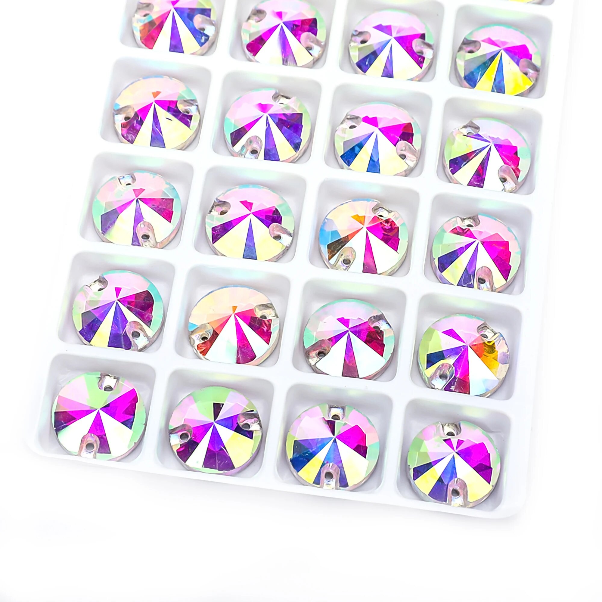 Кристаллы VC круглые плоские AB для одежды 12mm 40pcs, Crystal AB