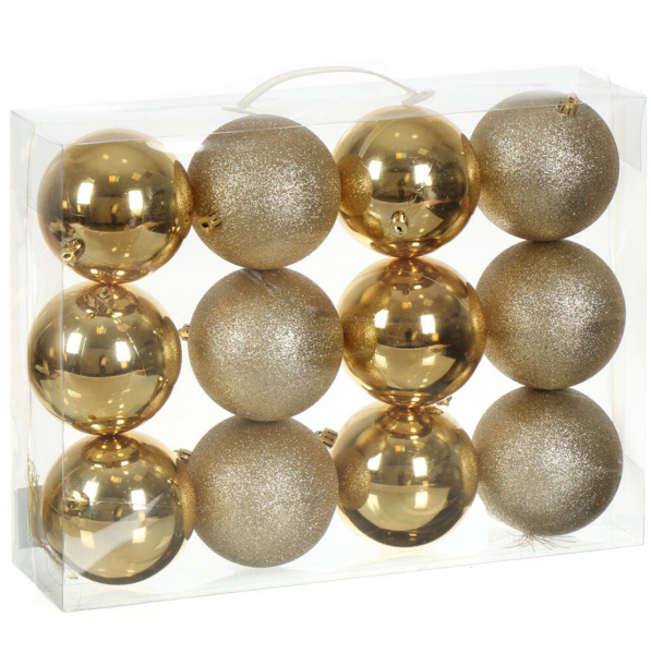 Елочный шар 12 шт, золото, 10 см, SYQA-012145