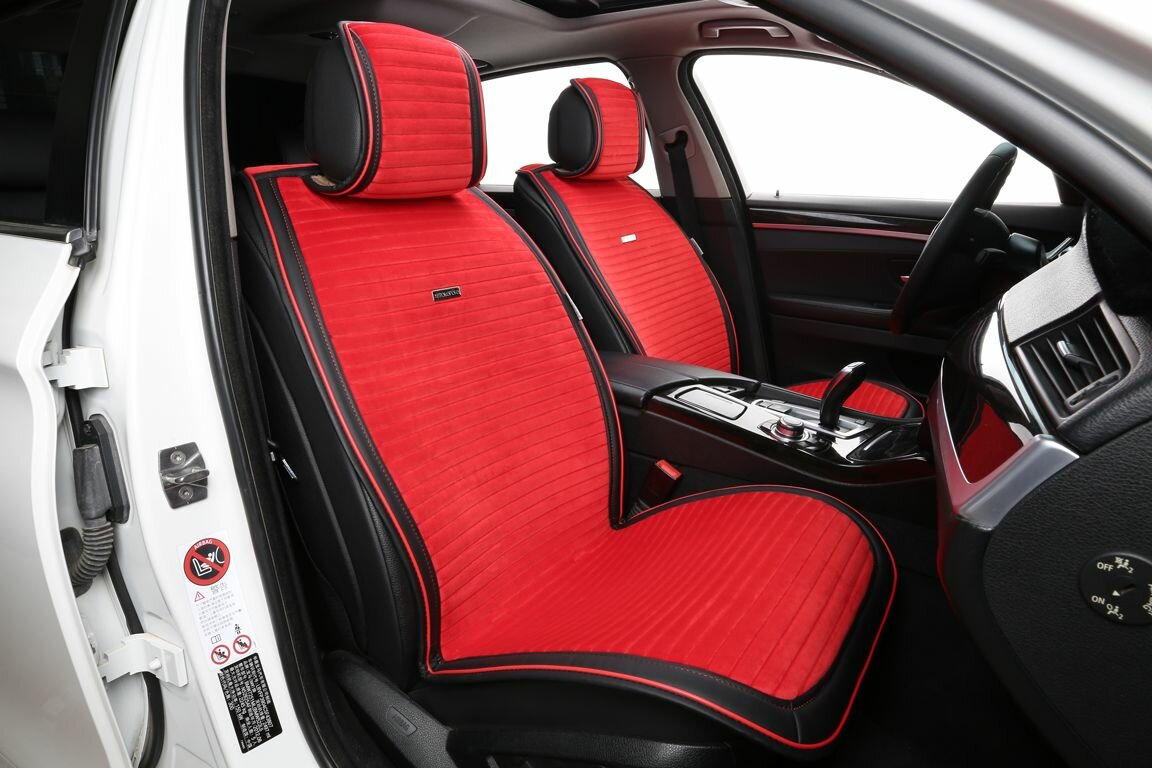 Накидки для Ниссан Серена (2005 - 2012) минивэн / Nissan Serena на передние сиденья, вельвет, красный