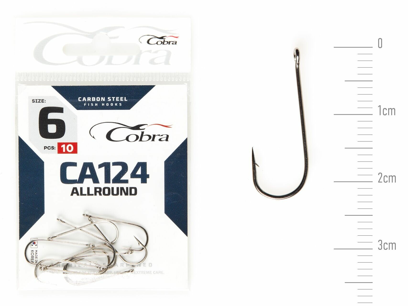 Крючки рыболовные Cobra Allround ROUND CA124, размер 6, 10шт в упаковке / Крючки для рыбалки Кобра Оллраунд раунд