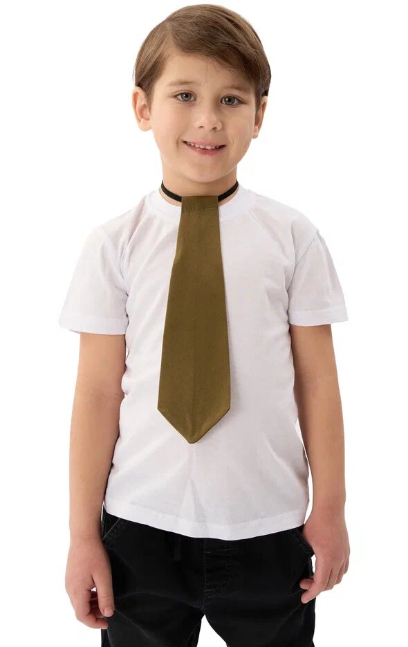 Военный галстук на резинке Вестифика, для мальчиков, 100% хлопок, хаки