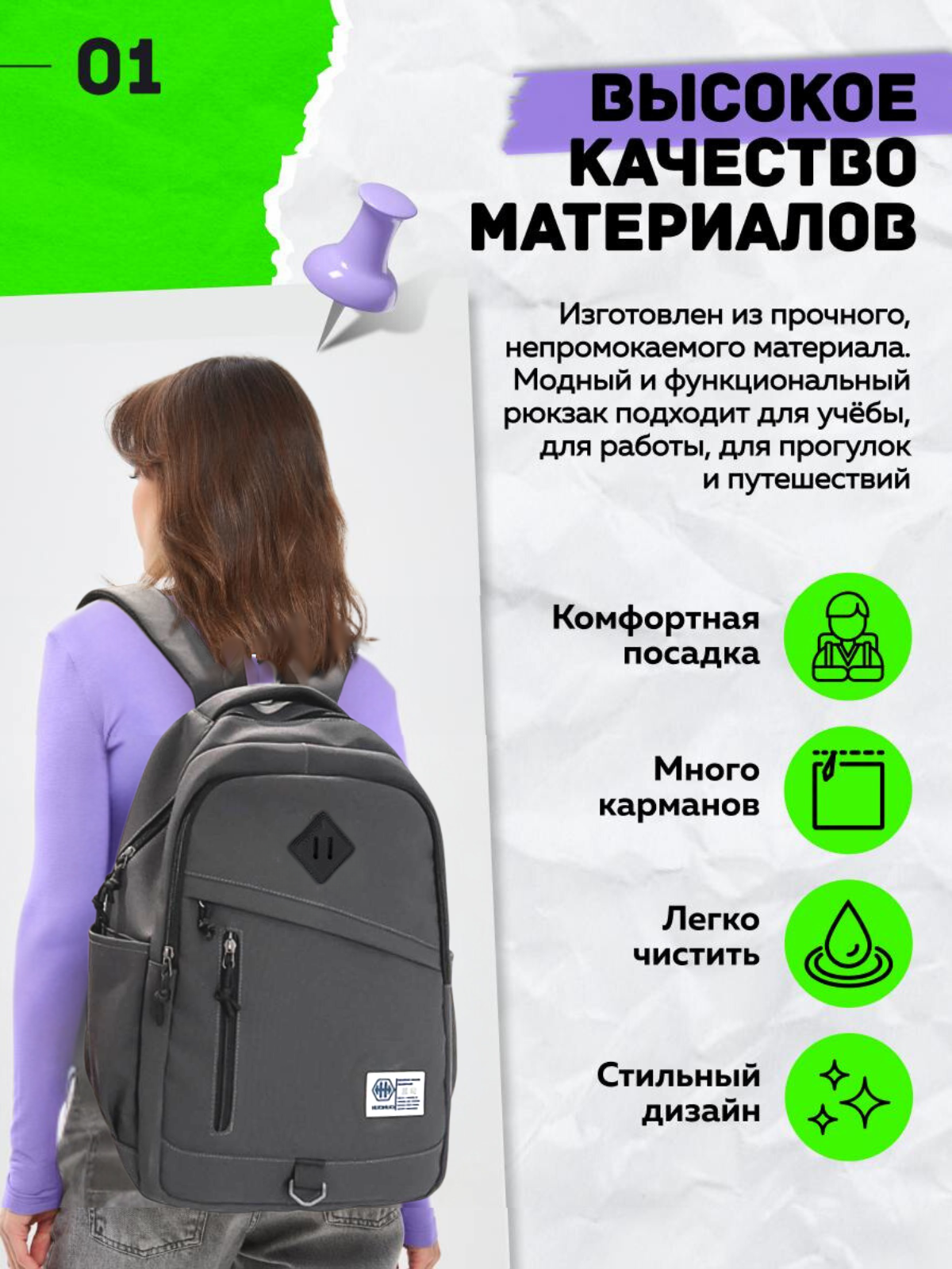 Рюкзак школьный для девочки и для мальчика спортивный подростковый городской для подростков
