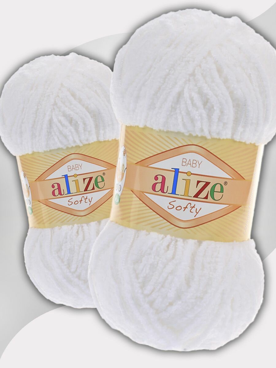 Пряжа для вязания Alize Softy цвет 55 белый, 50 г / 115 м, 2 мотка