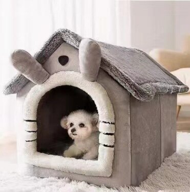 Домик для питомца, съемный, с матрасом, с молнией, серый, 44х40х34 см