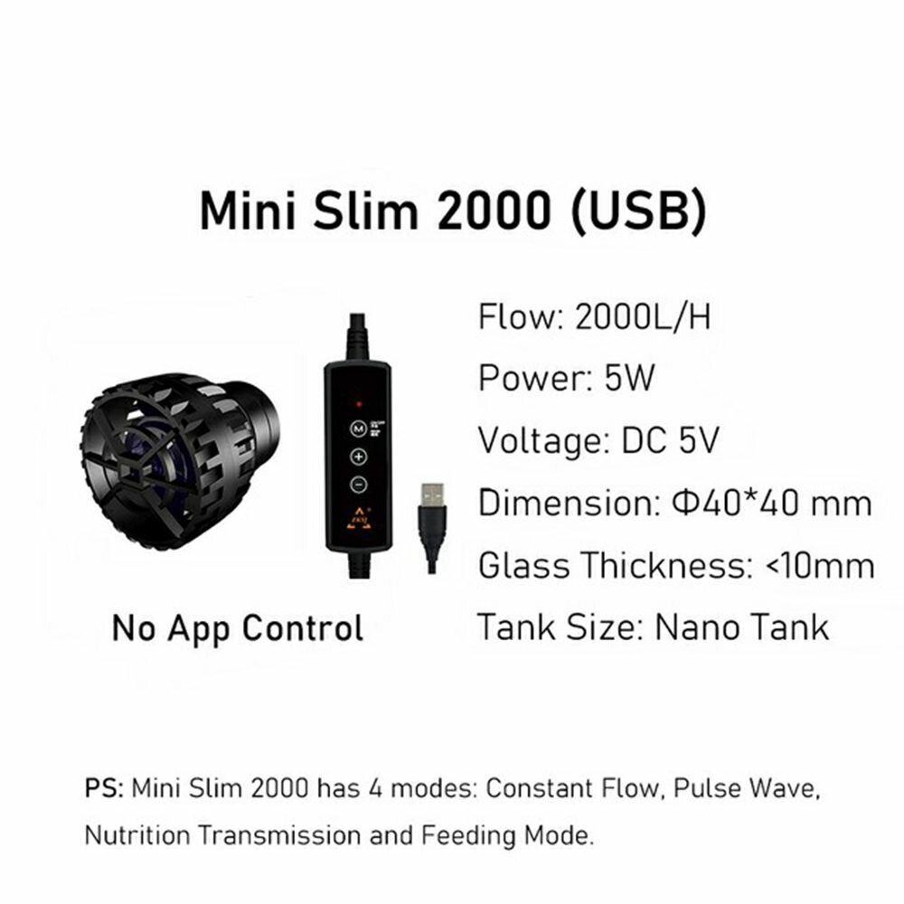 Приложение ZKSJ запрограммировало бесшумный циркуляционный насос DC Slim Pro Mini Aquarium Wave Maker с 6 режимами работы для аквариума