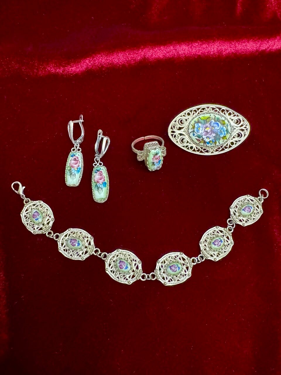 Комплект бижутерии, эмаль, керамика