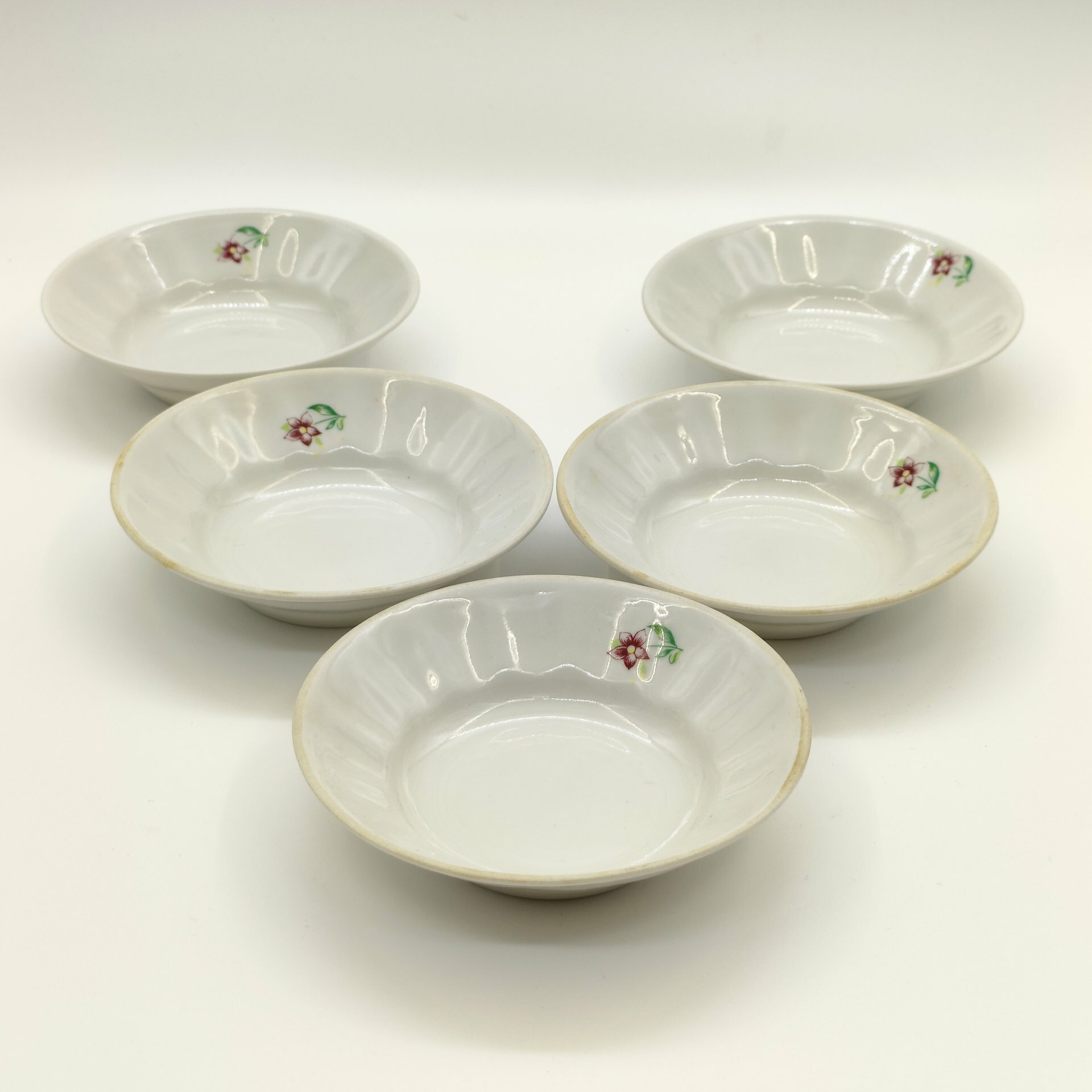 Набор из 5-ти розеток с цветочным декором, фарфор, деколь