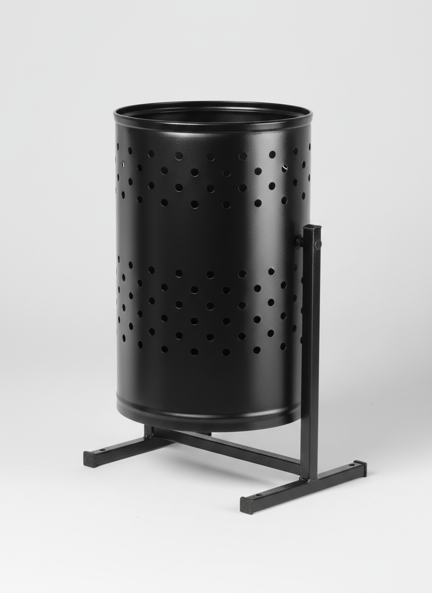 Урна уличная металлическая круглая с перфорацией объем 21 л на маятниковой подставке