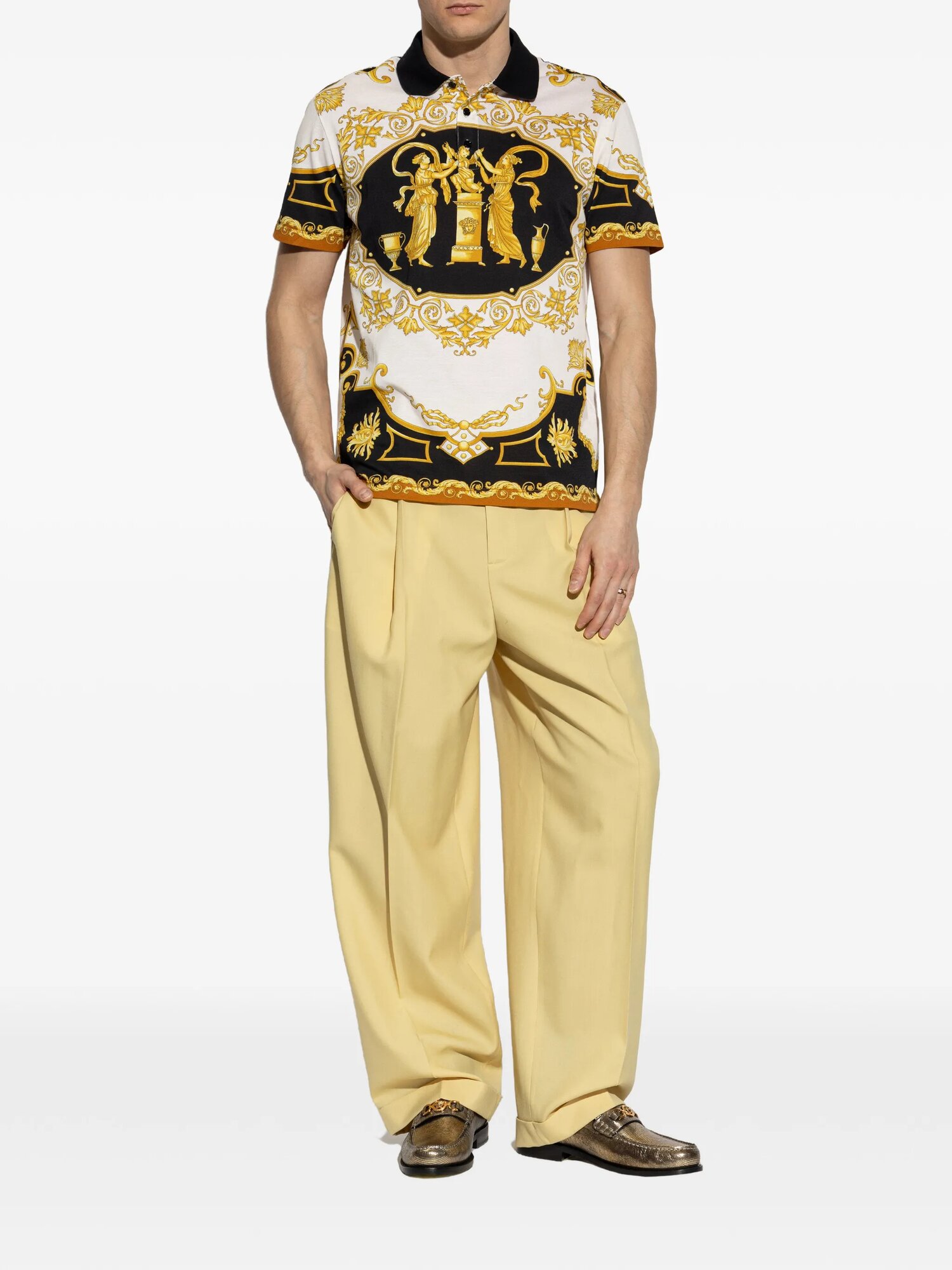 Рубашка Versace Pattern polo shirt, размер 50, белый — фото 1