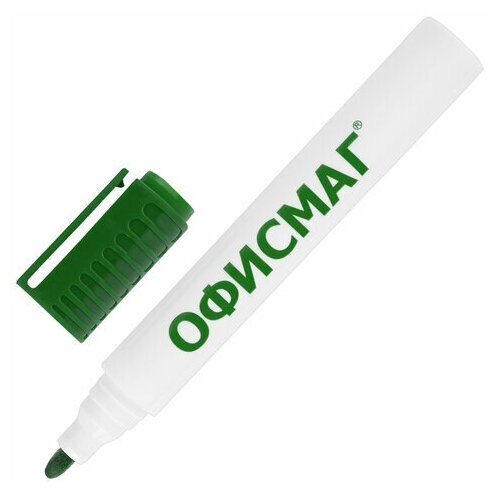 Маркер стираемый для белой доски зеленый, офисмаг, круглый наконечник, 3 мм, 152221