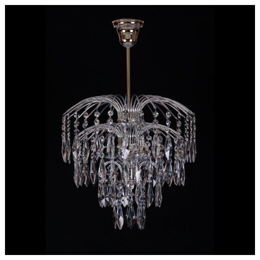Люстра Хрустальные Брызги Перо, хрусталь, Е27, 180 Вт, кол-во ламп: 3 шт, цвет арматуры: золотой