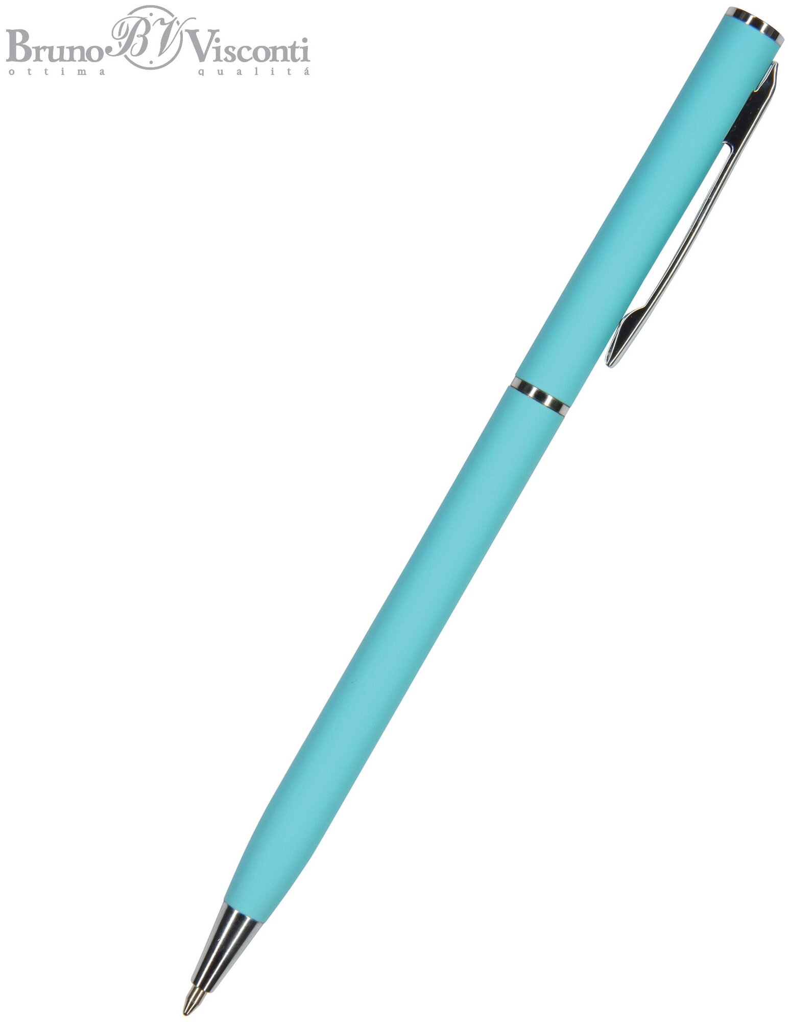 Ручка шариковая автоматическая BrunoVisconti, 0,7 мм, синяя, PALERMO (бирюзовый металлический корпус), Арт. 20-0250/09