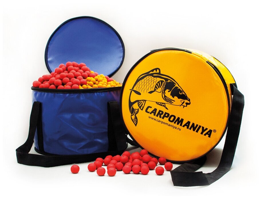 Ведро для прикормки карпомания, с крышкой, ПВХ, диаметр 50 см, синее