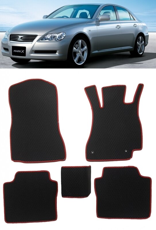 Ева коврики Toyota Mark X (X120) правый руль 2004 - 2009/ Ева ЭВА сота/ цвет Серый c серой окантовкой / EVA Smart / коврики в салон автомобиля Тойота