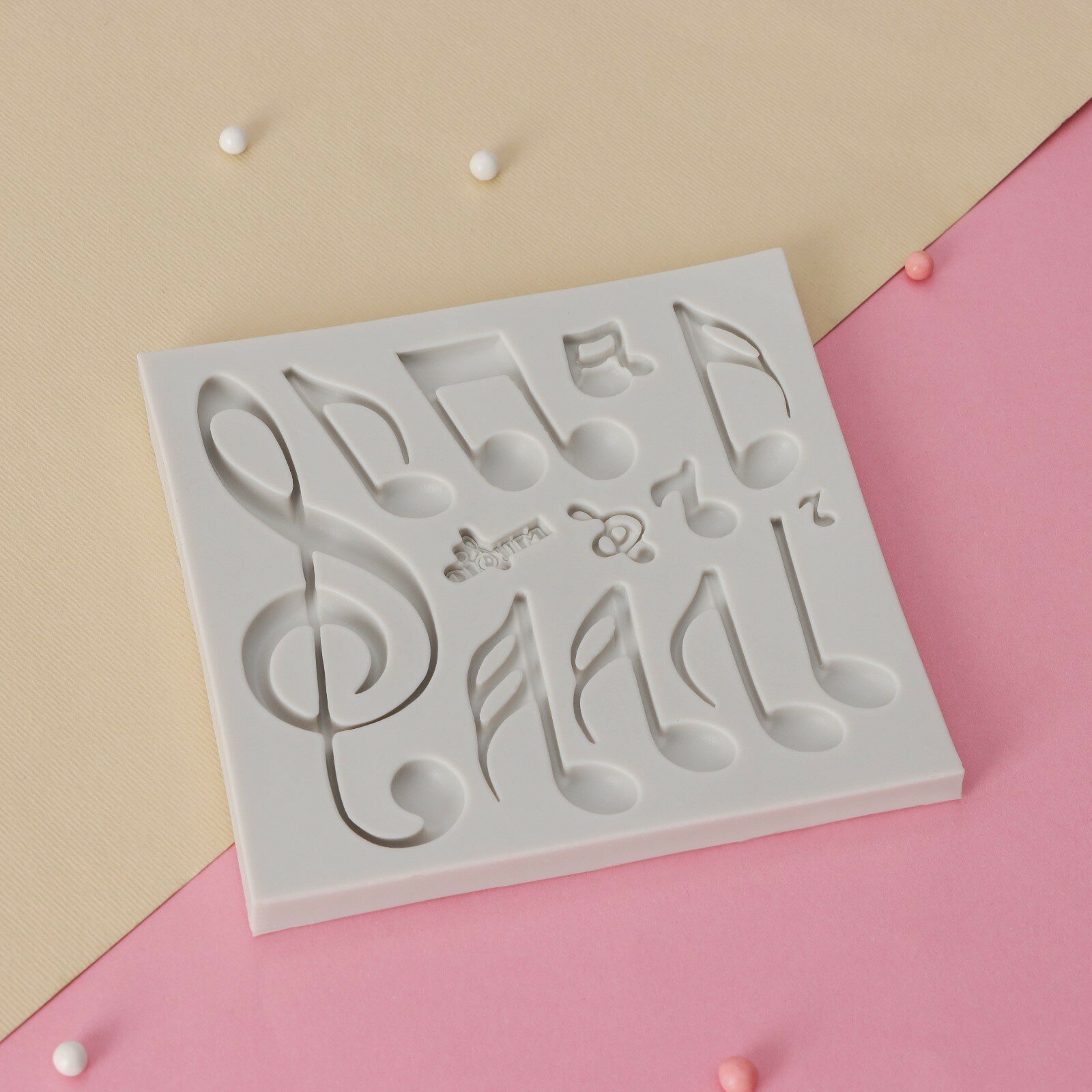 Молд Доляна «Ноты», материал силикон, размер 11,5×11 см, цвет серый