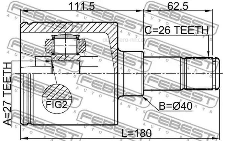 FEBEST 2111KUGALH ШРУС внутренний левый 27X40X26