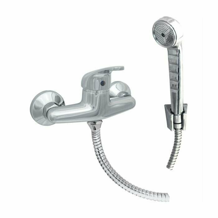 Смеситель для душа одноручный душевой шланг н/ж сталь, хромированная пластиковая лейка и кронштейн Престиж ЦС-СМ 294-2/3-4 М-42 Центр Сантехники (Подольск) ПП801302
