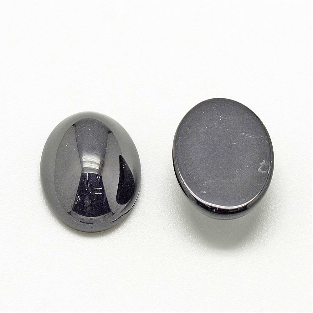 Кабошон каменный, 18х13мм, агат чёрный (имитация), 2 шт.