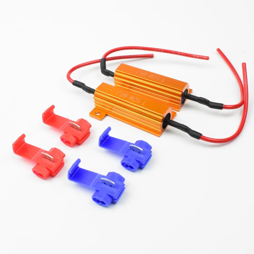 2x6 Ом 50 Вт нагрузочный резистор Canbus Анти-Мигающие декодеры светодиодный светодиодной лампы обрасветильник сигнал поворота Противотуманные фары Дневные ходовые огни