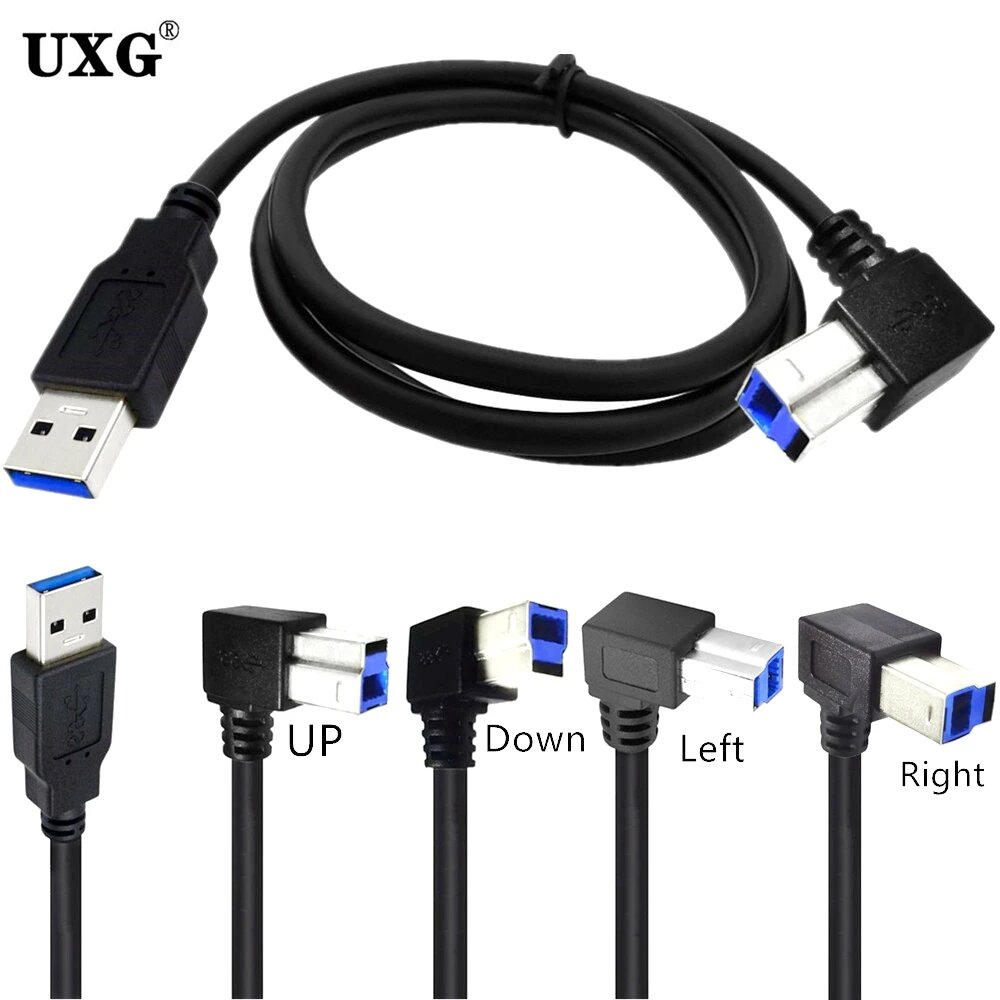 USB 3.0 A-B 90° Left Angled, 0.5 м — фото 1