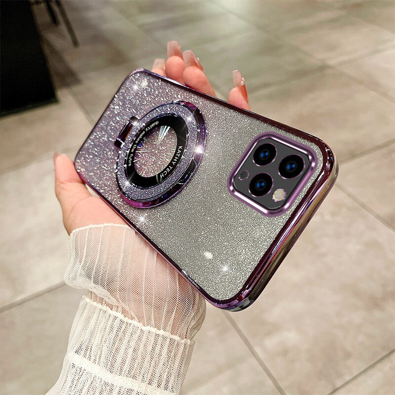 Чехол для Xiaomi 14, магнитный, с кронштейном, 6D-блеск, розовый, защитный