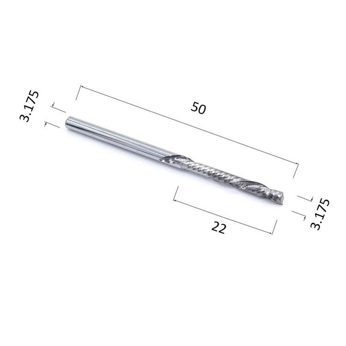 Фреза DJTOL A1FLX3.22 компрессионная спиральная однозаходная (по дереву, композиту (АКП), пластику)
