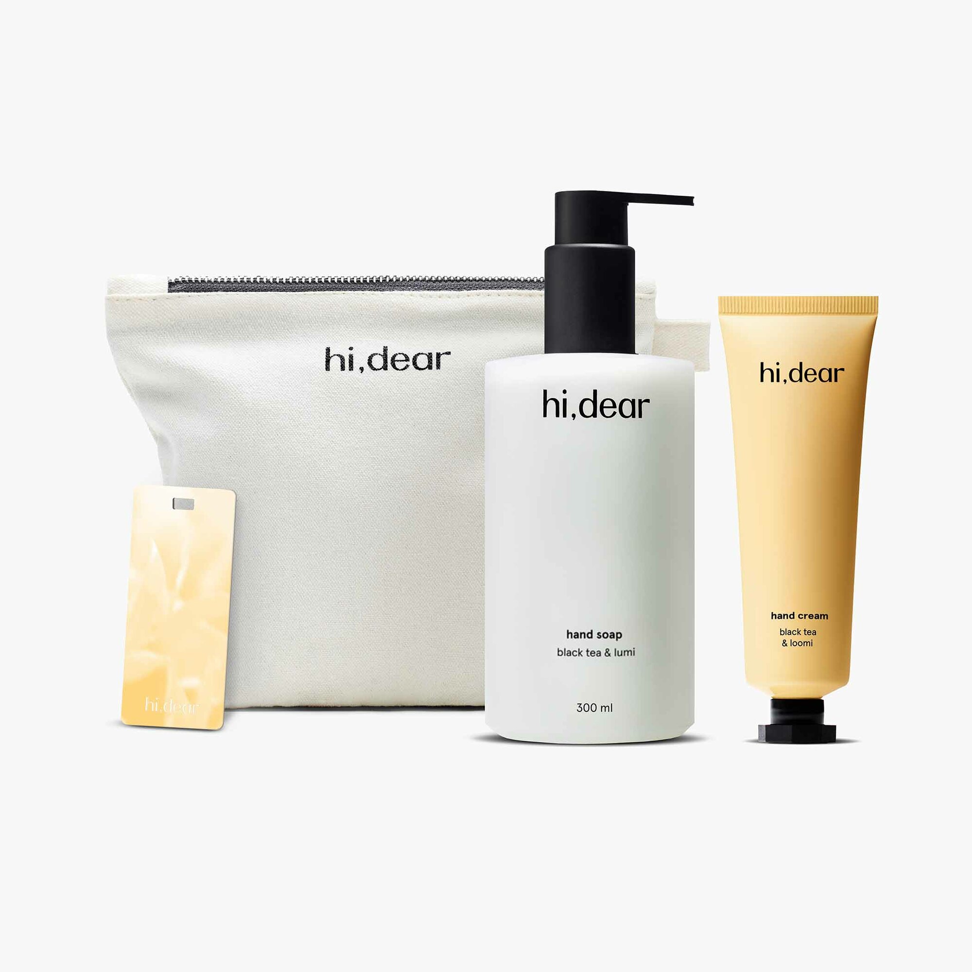 Подарочный набор: уход за руками hi, dear Черный чай и луми 300 мл + 50 мл