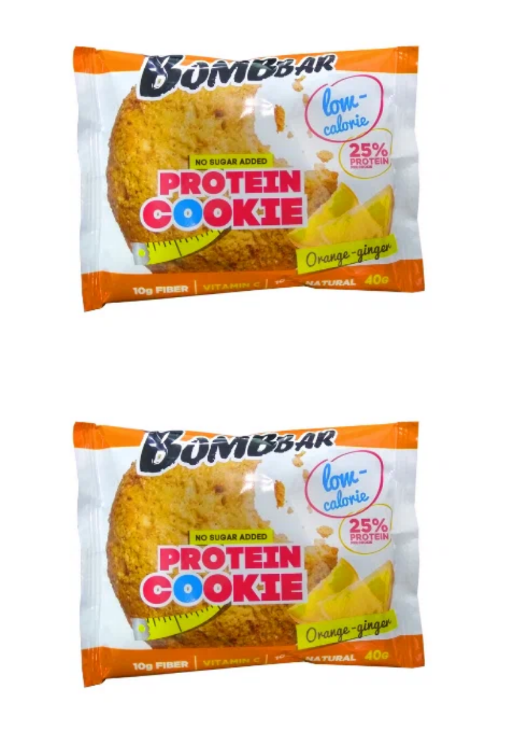 Печенье BOMBBAR низкокалорийное протеиновое, апельсин-имбирь, 40 гр, 2 шт