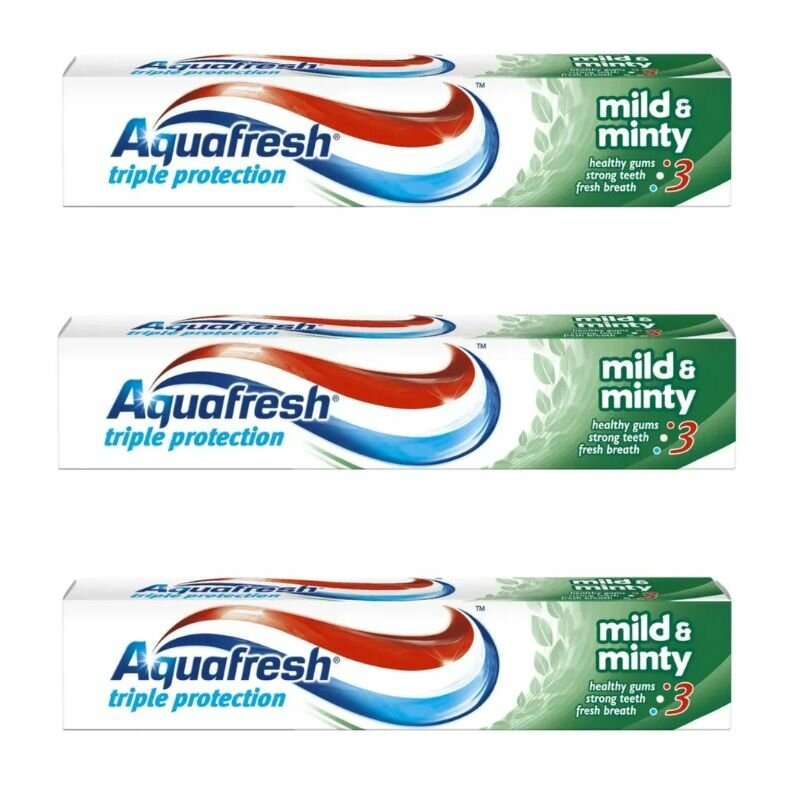 Aquafresh Зубная паста, Total Care 3, мягко-мятная 50 мл, 3 шт