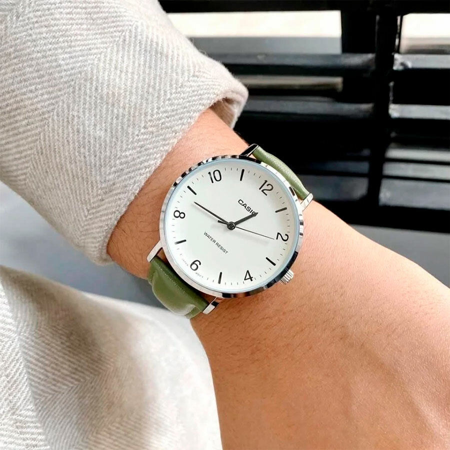 Наручные часы CASIO Collection, зеленый, серебряный, бежевый — фото 1