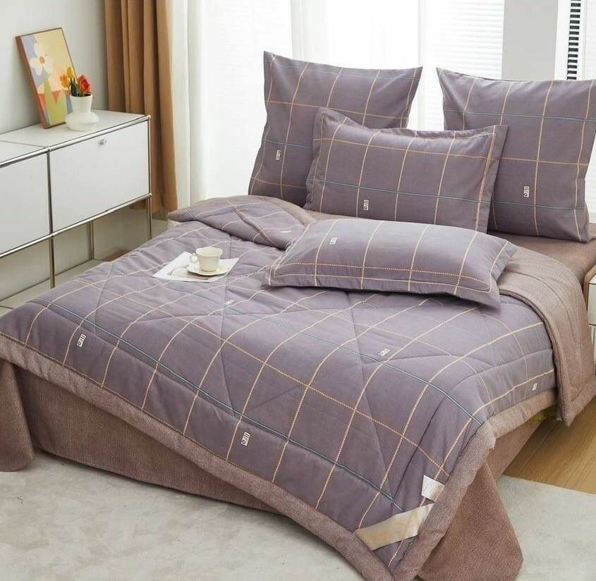 Постельное белье с одеялом, евро, 4 наволочки