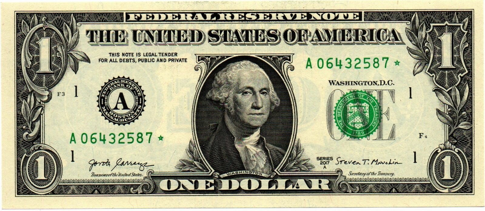 Доллар 2017 года США 06432587 * звезда Н