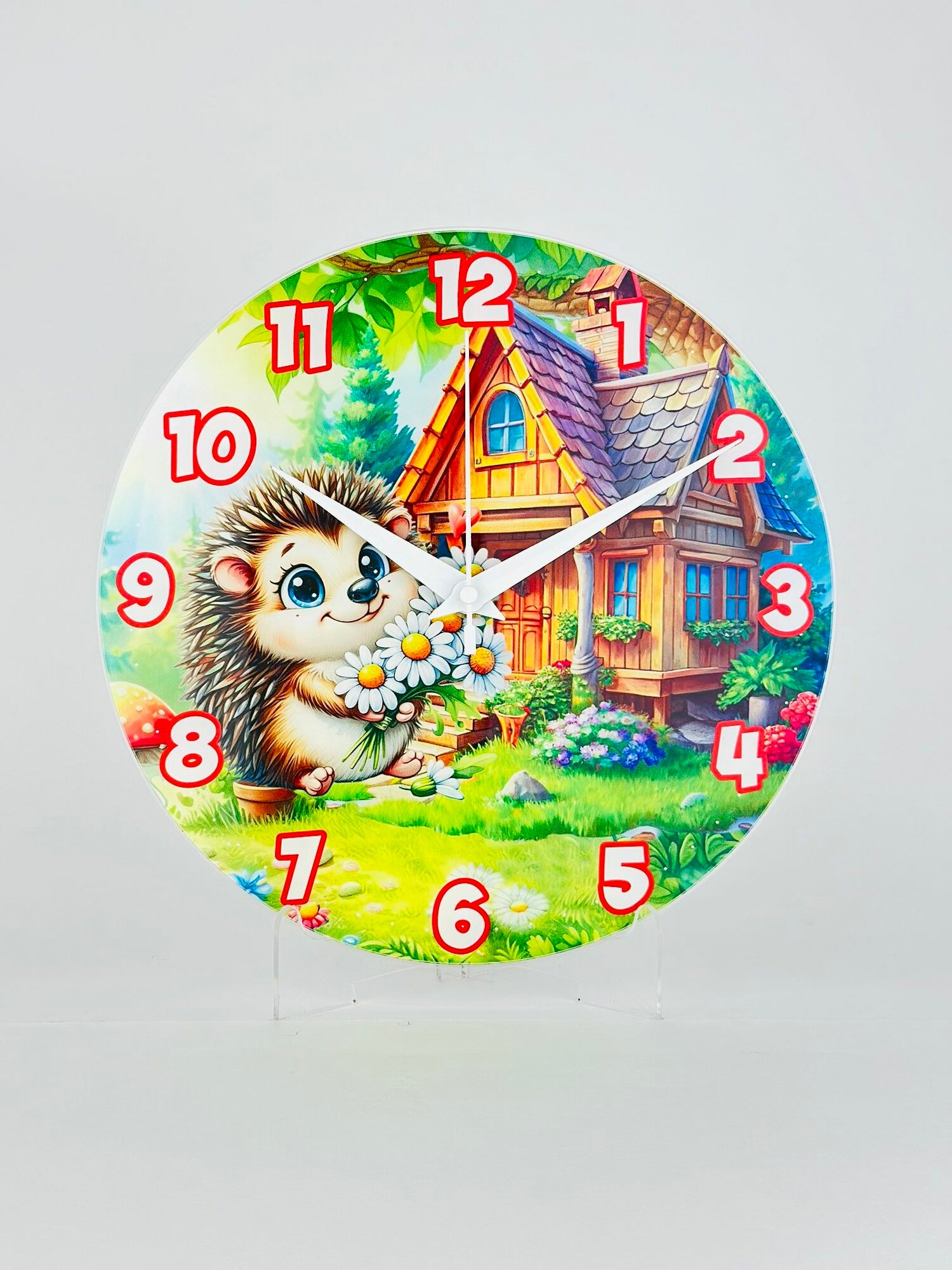 Часы кварцевые бесшумные интерьерные детские "Ежик" /Декор в детскую комнату