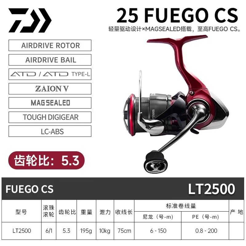 DAIWA Fuego CS LT катушка для спиннинга 2025 2500