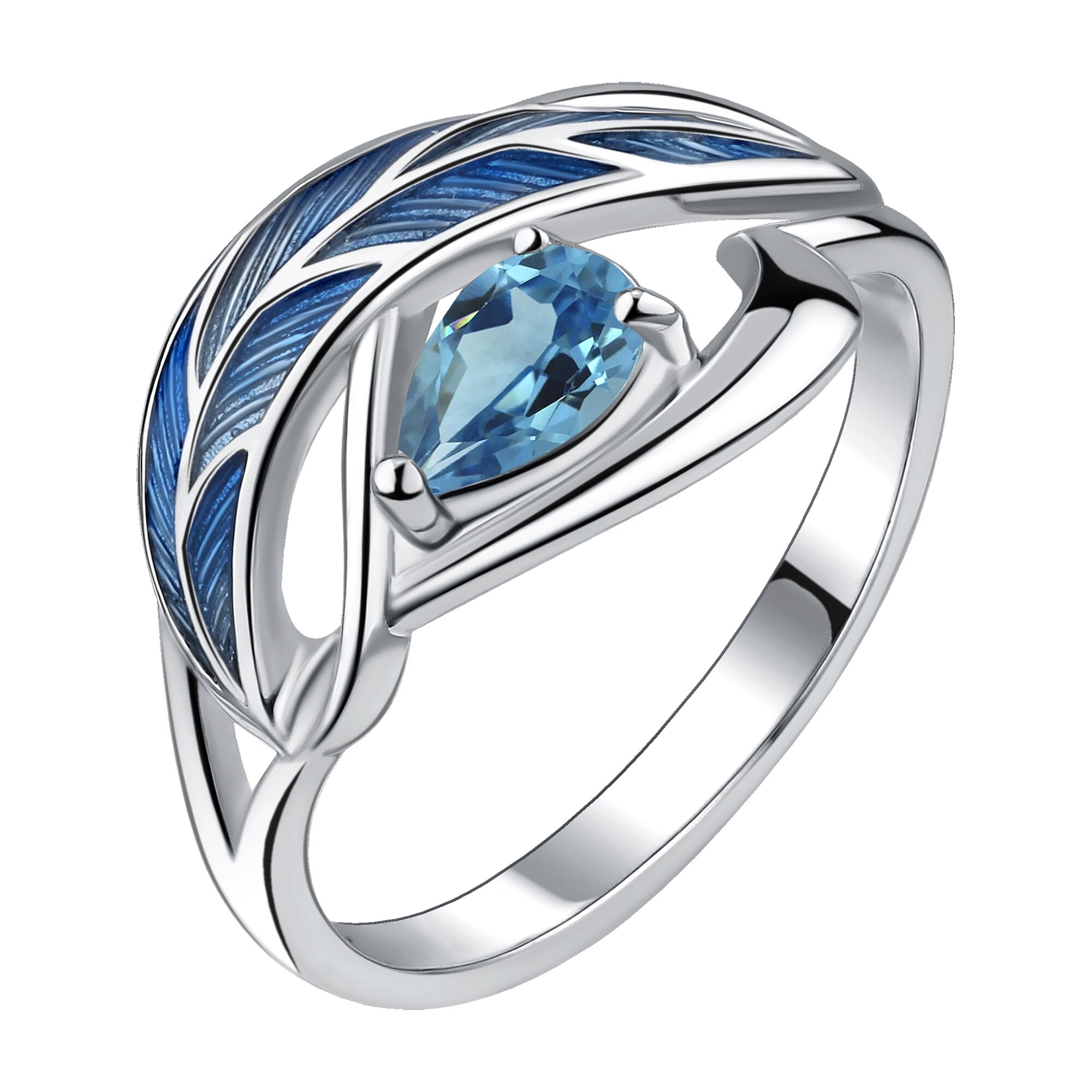 Кольцо, серебро, 925 проба, родирование, эмаль, фианит