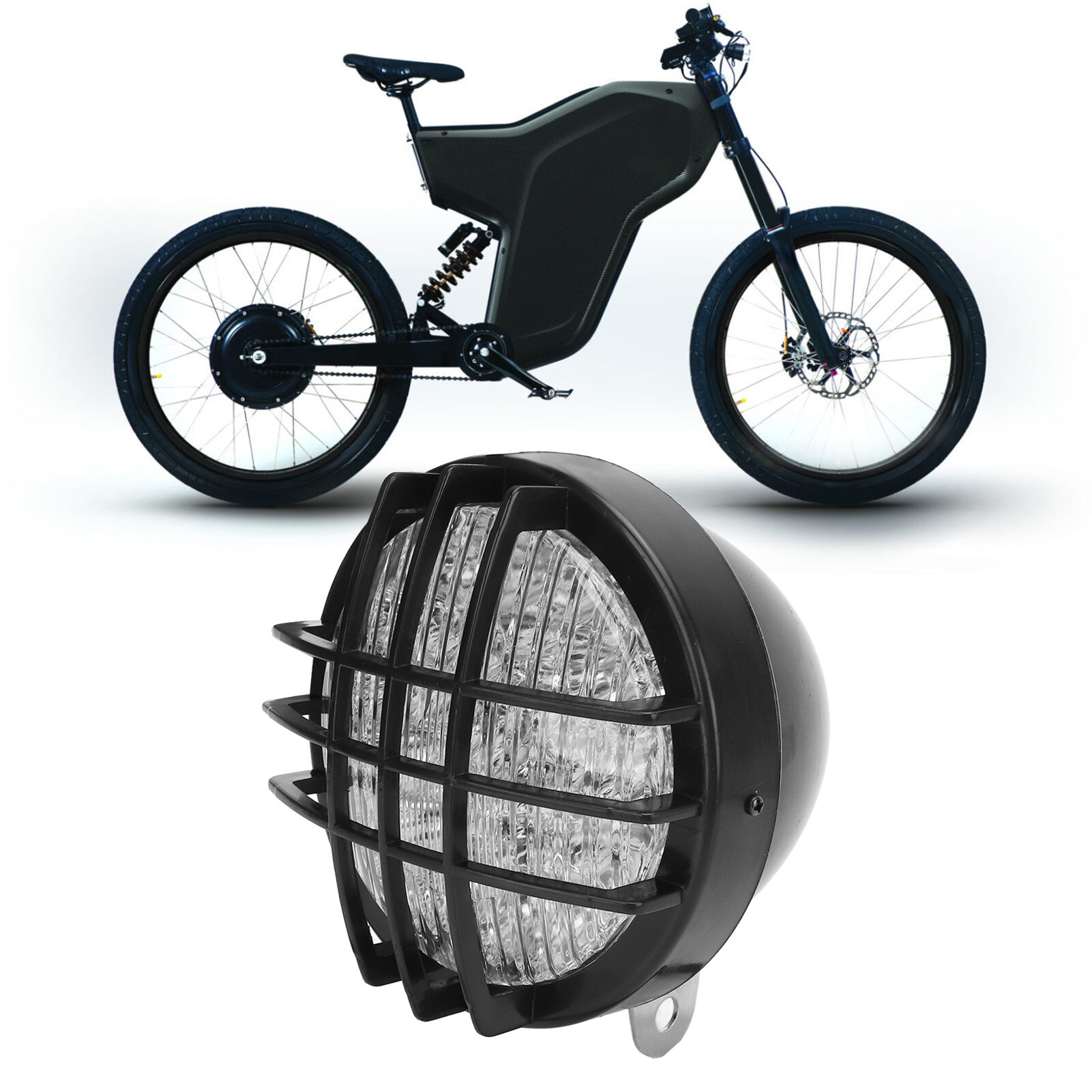 12 В фара для мотоцикла с решеткой дальнего ближнего света, супер яркая, универсальная для скутеров, велосипедов