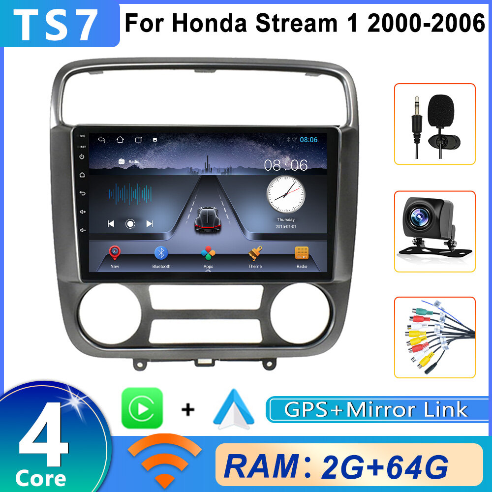 Android автомагнитола для Honda Stream I (2000–2006), GPS навигатор, Wi‑Fi и Bluetooth, варианты памяти 1+32G–8+256G