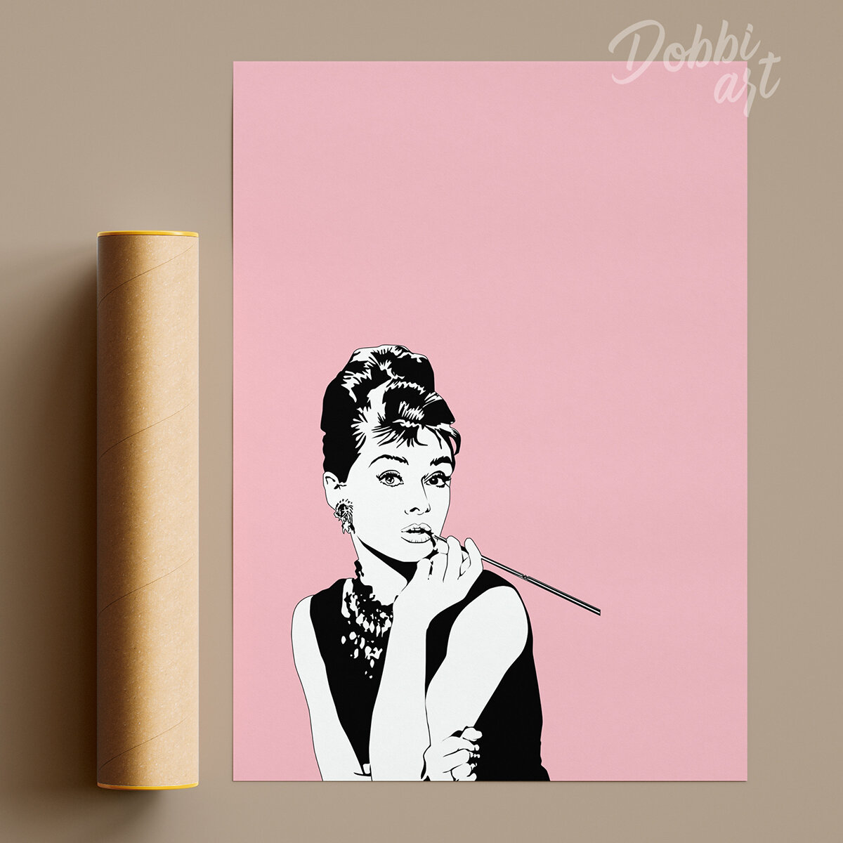 Постер Одри Хепберн 50х70 см без рамы/ Розовый постер/ Vogue стильный плакат/ Audrey Hepburn/ Минималистичный постер плакат/ Завтрак у Тиффани/ Эстетичный постер/ Постер для интерьера/ Декор стен дома офиса/ Плакат в офис