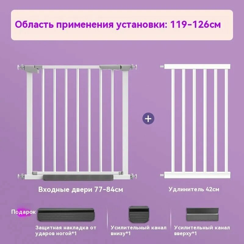 Защитный барьер калитка детский для проемов и лестниц, ворота безопасности белые CINLANKIDS