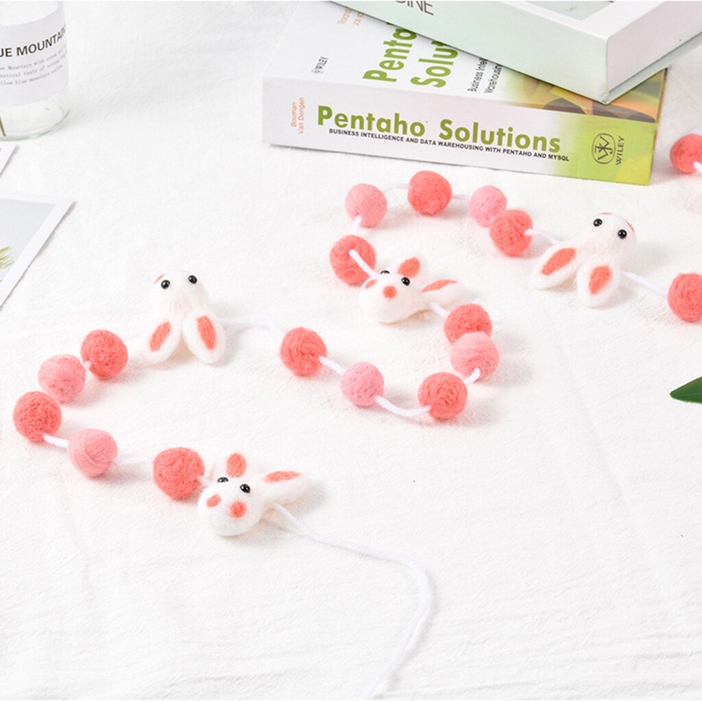 Ручная работа Шерстяные войлочные помпоны Бисерная нить Подвесная гирлянда Домашний декор для вечеринки