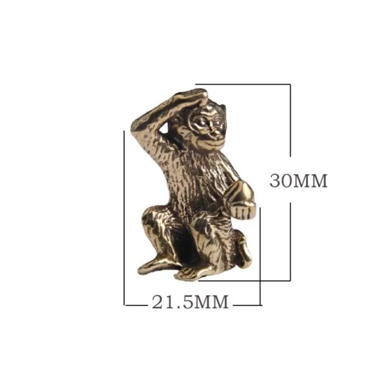 Латунная статуэтка обезьяны, 30x21.5 мм, Monkey-2pcs