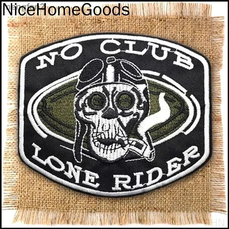 Байкерская нашивка патч No Club Lone Rider, шеврон с черепом на куртку, 10,9х9,9 см
