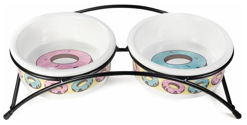 Triol Миска керамическая на подставке "Пончики" 2 х 0,25 л.