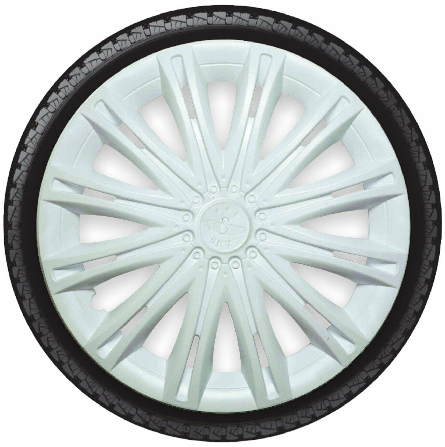 Автомобильные колпаки на диски скай R13", белый , в комплекте 4 колпака