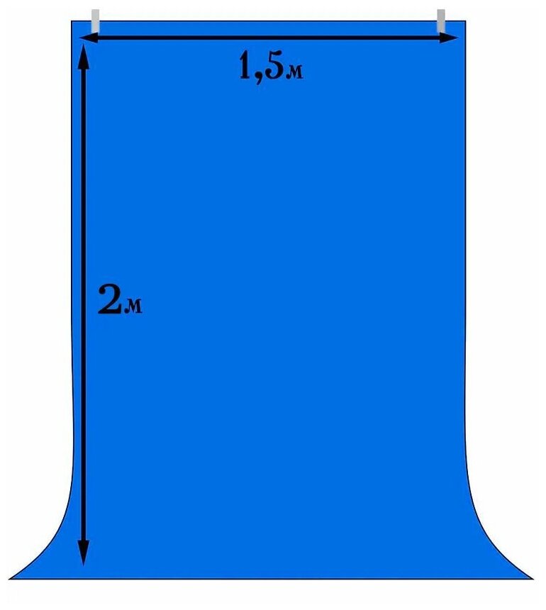 Фотофон 2*1.5м голубой / фон для фото и видео съёмки / тканевый
