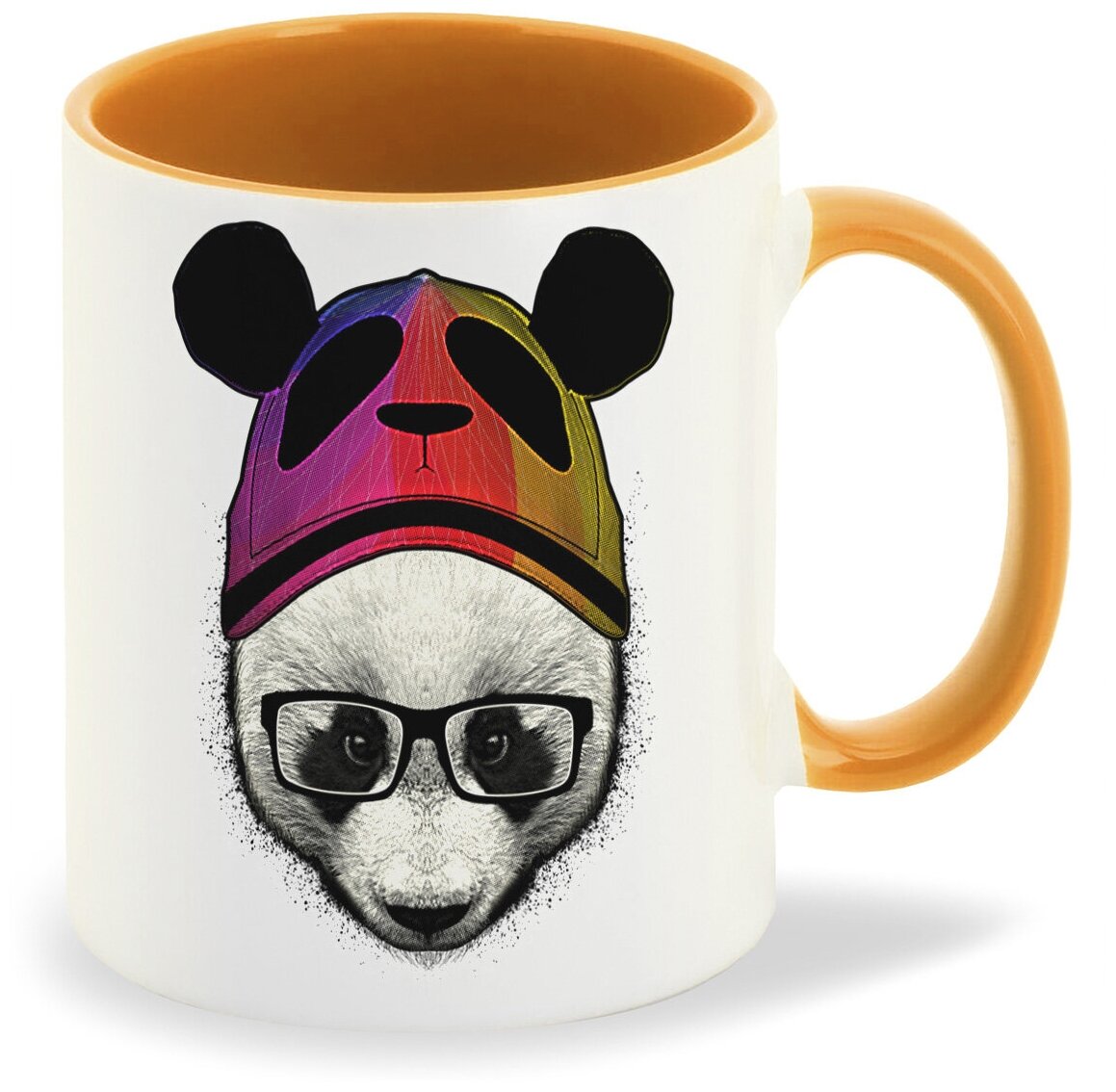 Кружка оранжевый CoolPodarok Панда в шапке с пандой