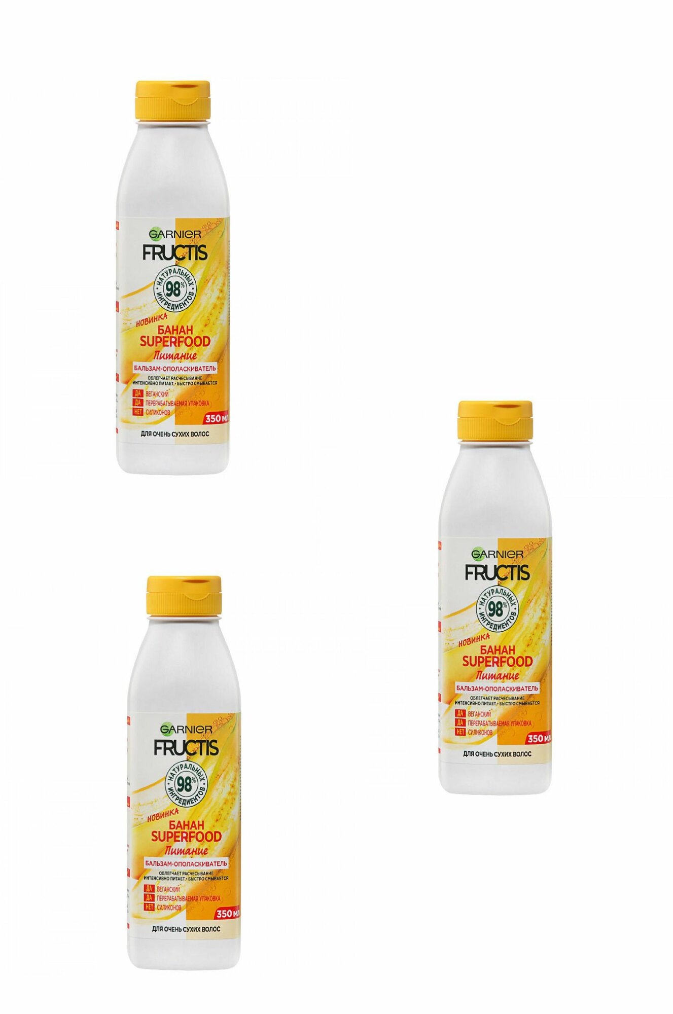 Garnier Fructis Superfood, Бальзам для волос, банан, 350 мл, 3 уп