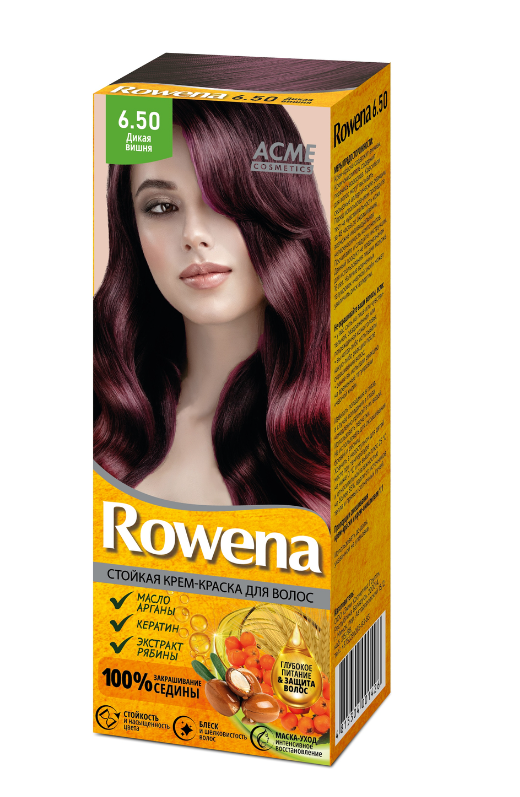 Стойкая крем-краска для волос Rowena, тон 6.50 Дикая Вишня, 115 мл