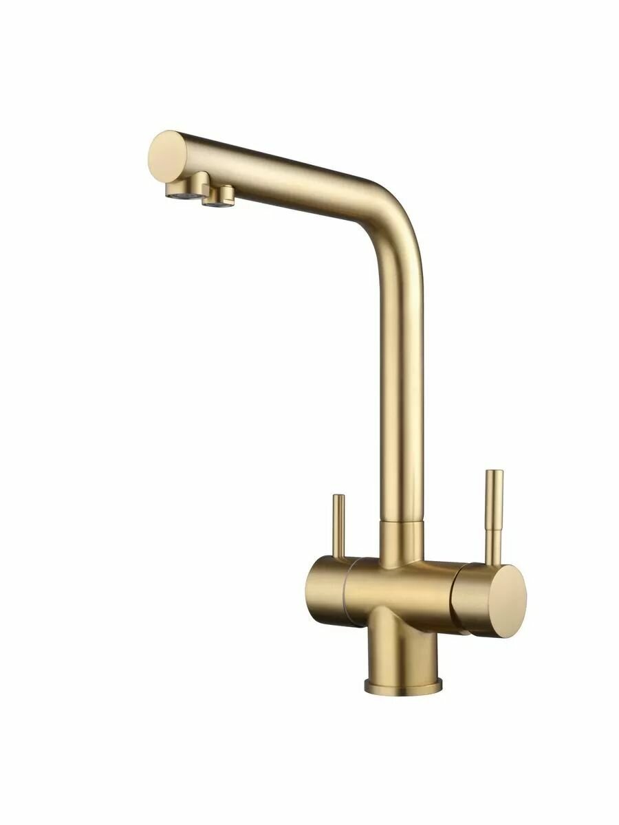 SHEVANIK" Смеситель для кухни с фильтром, золотой сатин S468G